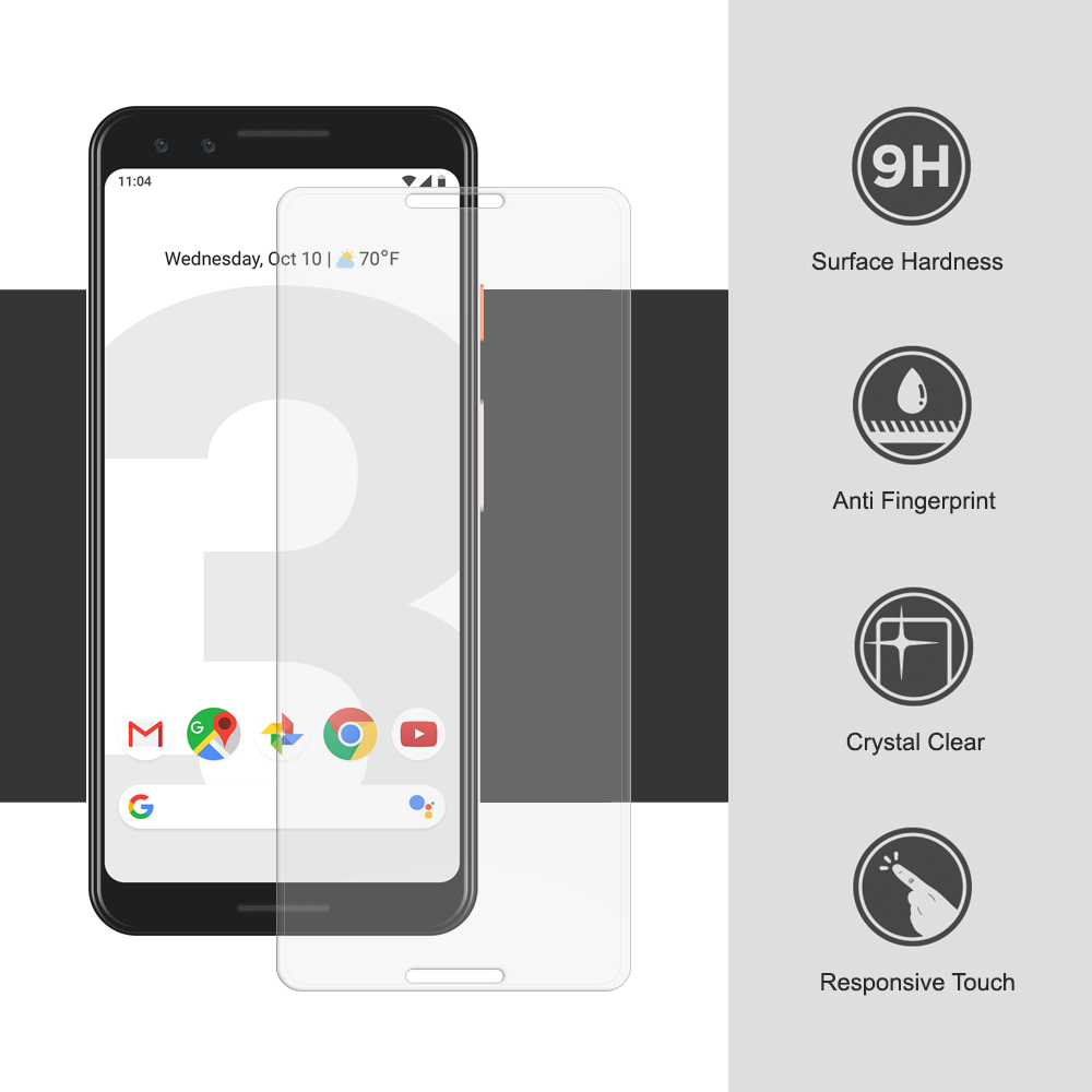 Full Tempered Glass Screen Protector for Google Pixel 3 (Clear)